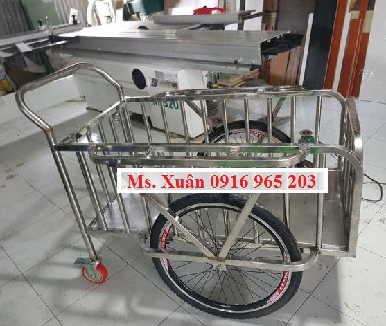 Xe thu gom rác inox 2 bánh hơi, xe rác inox tại tp hcm - Thiết bị y tế
