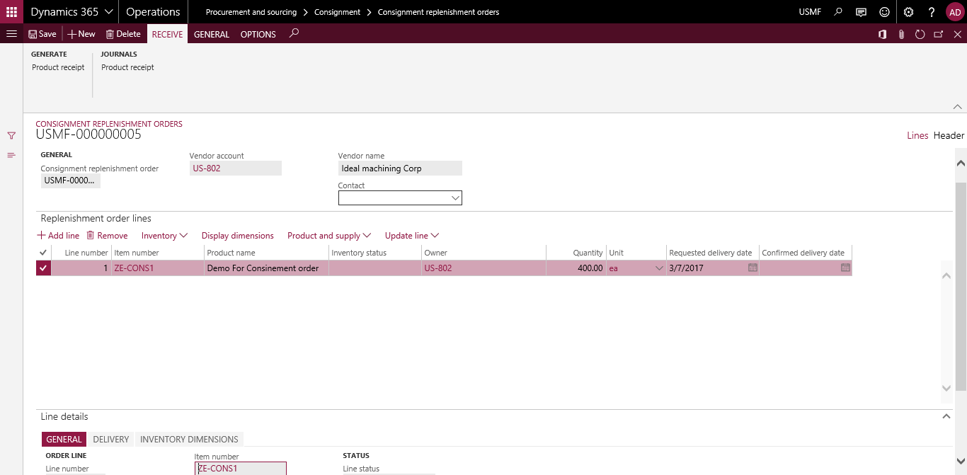 Dynamics 365: Consignment inventory functionality in dynamics 365