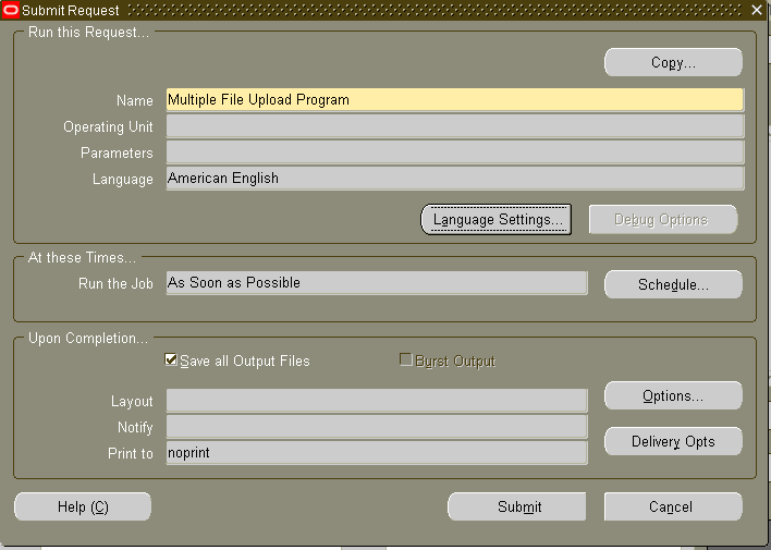 Multiple File upload Thur Oracle SQL*Loader Program