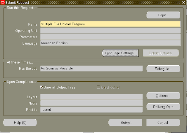 Multiple File upload Thur Oracle SQL*Loader Program