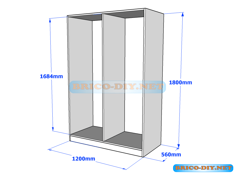 Plano de ropero guardarropa de melamina blanco con gavetas