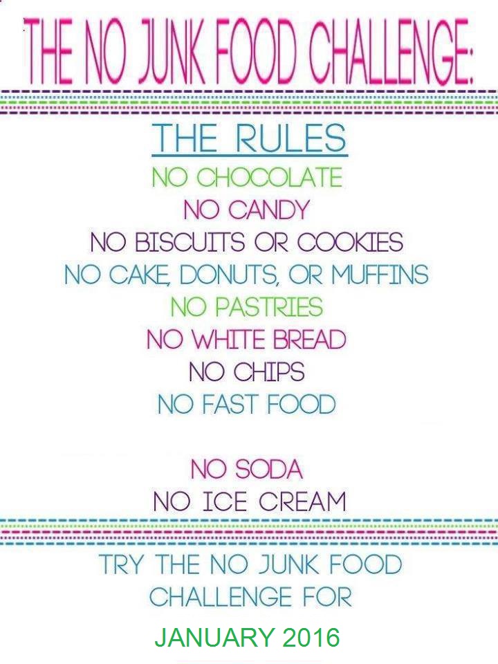 No Junk Food & Exercise Calendar - January Fitness Challenge