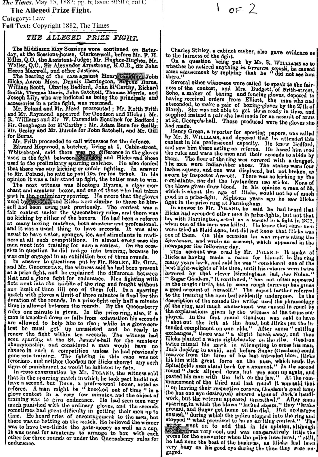 Henry Sugar Goodson: HENRY (SUGAR) GOODSON 1856-1917 History & fight record