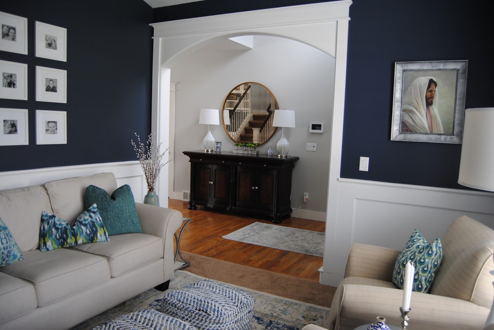 Studio 7 Interior Design: Client Reveal: Navy Infused Living Room