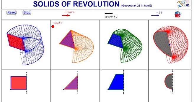 GEOGEBRA FOR ALL: Solids of revolution (3D with Geogebra4.25 in html5)