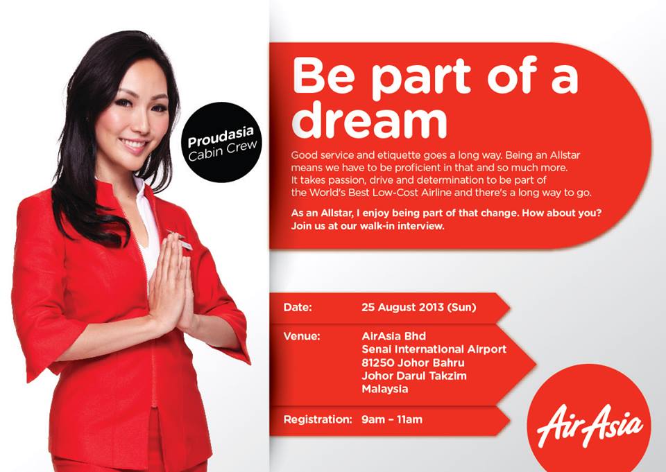 Fly Gosh: Air Asia Cabin Crew - Walk in Interview ( Johor )