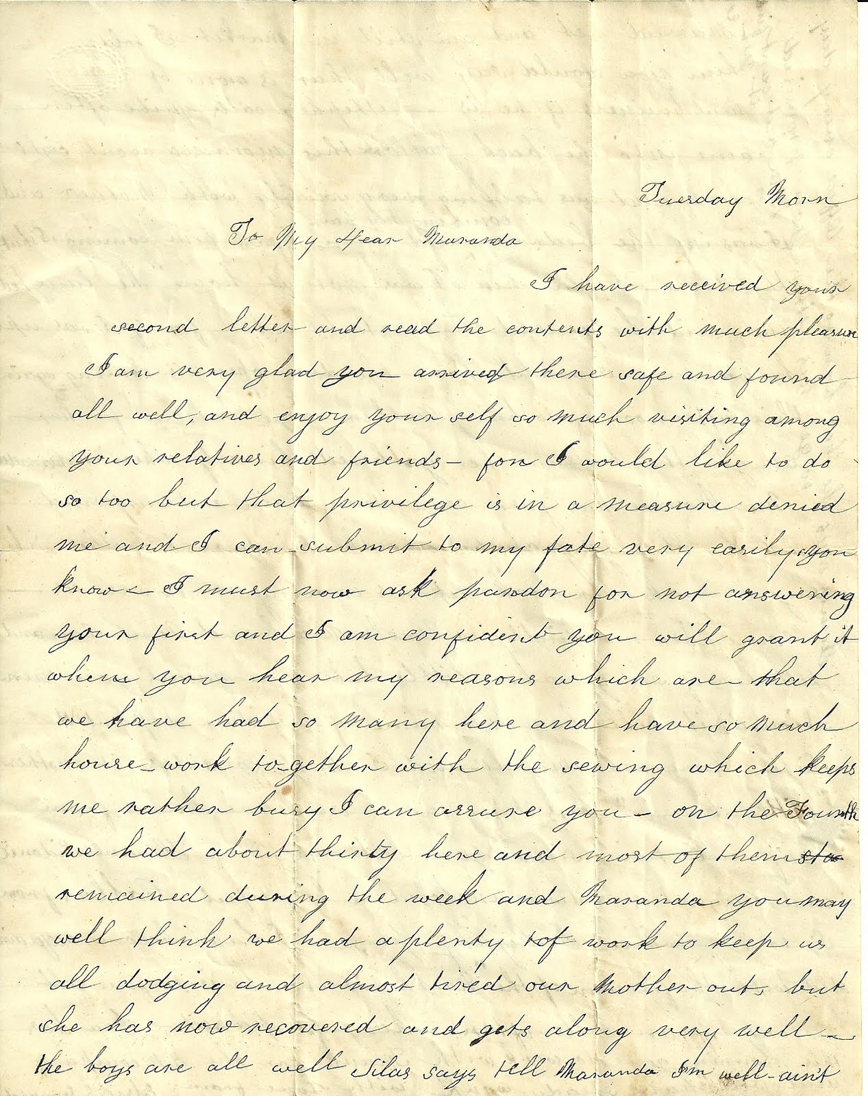 Heirlooms Reunited: Undated letter from Elsie E. Leonard to Maranda C ...
