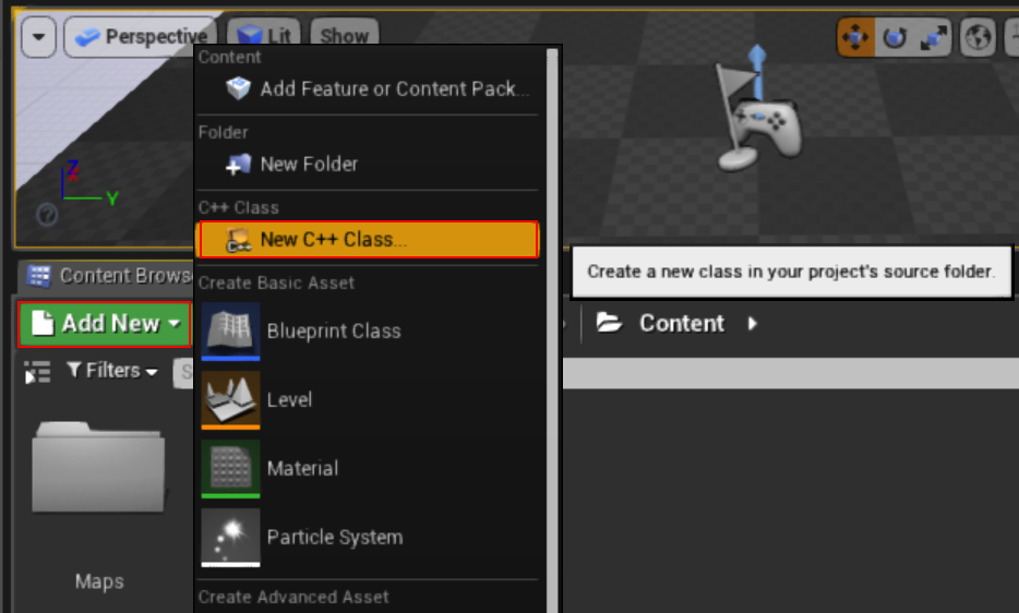 I touchs: Unreal: Adding a C++ Class