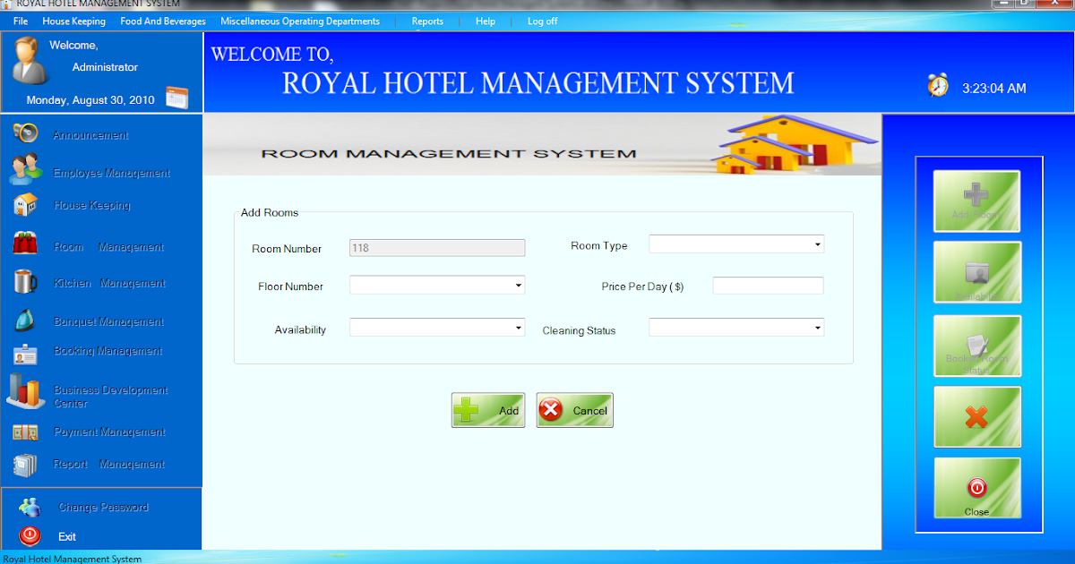 Web Development With ASP.NET: Hotel Management System software Screen Shots