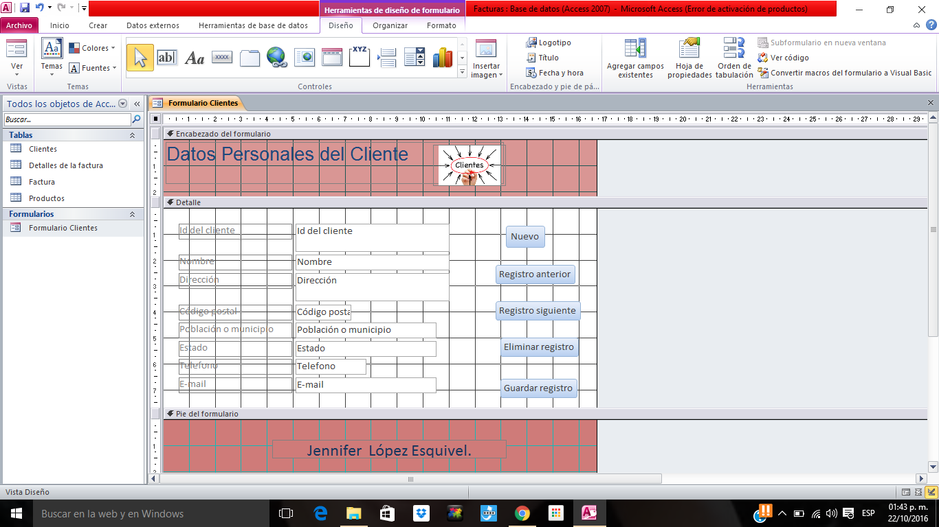 Diseña bases de datos ofimáticas: Base de Datos (Formulario)