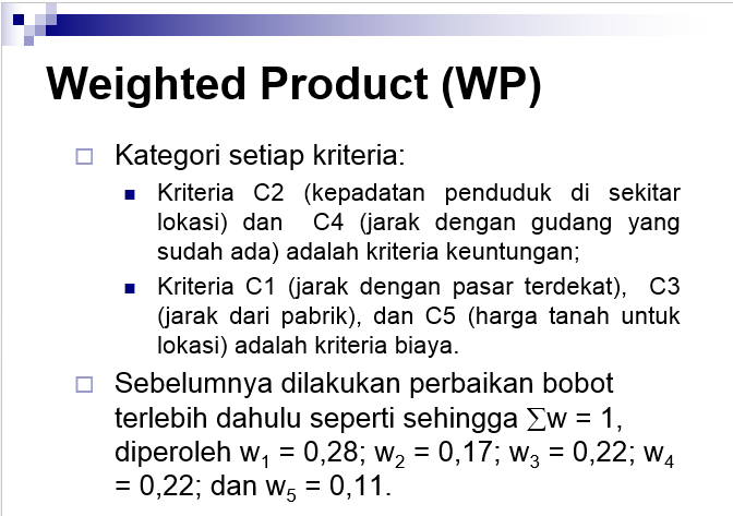 Sistem Pendukung Keputusan: Metode WP