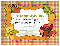 Teacher Tam's Educational Adventures: Thanksgiving Cut-and-Glue Sentences