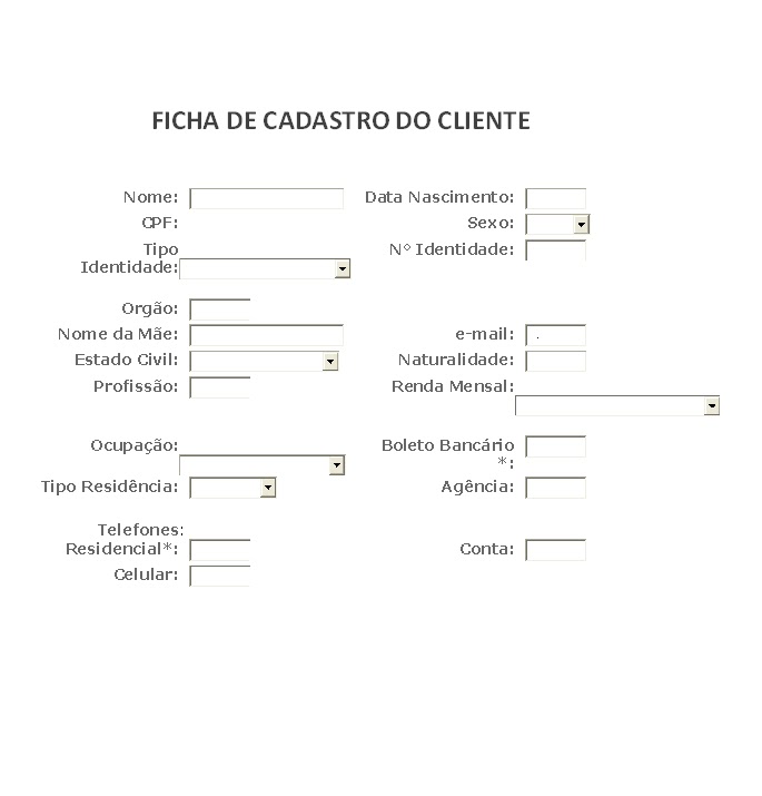 Ficha De Cadastro De Clientes