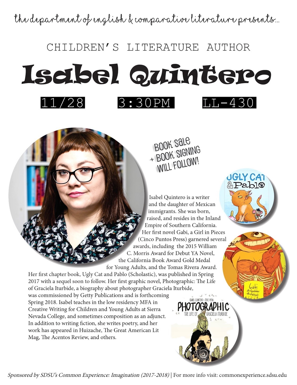 SDSU Children's Literature: YA and Children's Author Visit: Isabel Quintero