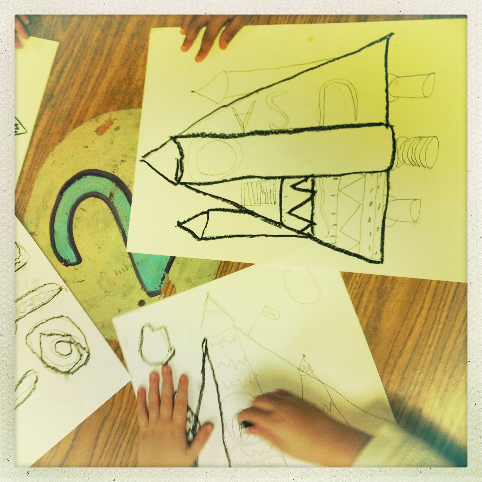 ChumleyScobey Art Room: 1st Grade Rocket Ships (mixed media collage)