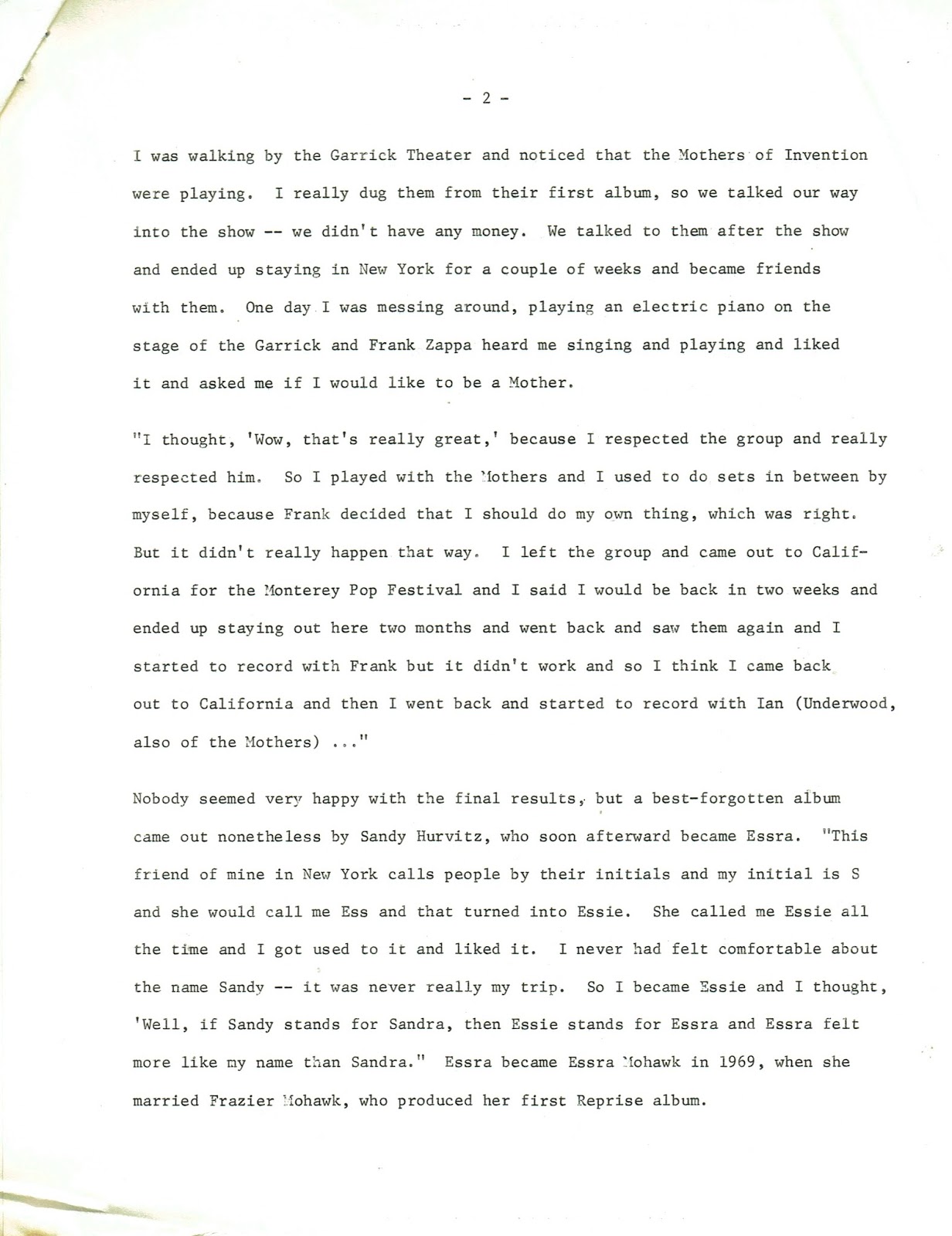 Galactic Ramble: ESSRA MOHAWK: 'a lot of different kinds of music'