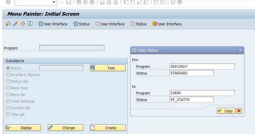 SAP ABAP Notes: Copy Standard GUI Status
