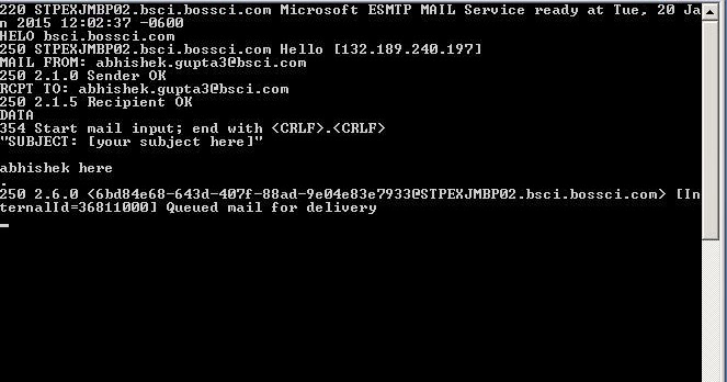 ABHI's Messaging Blog: How to Send Email Using Telnet
