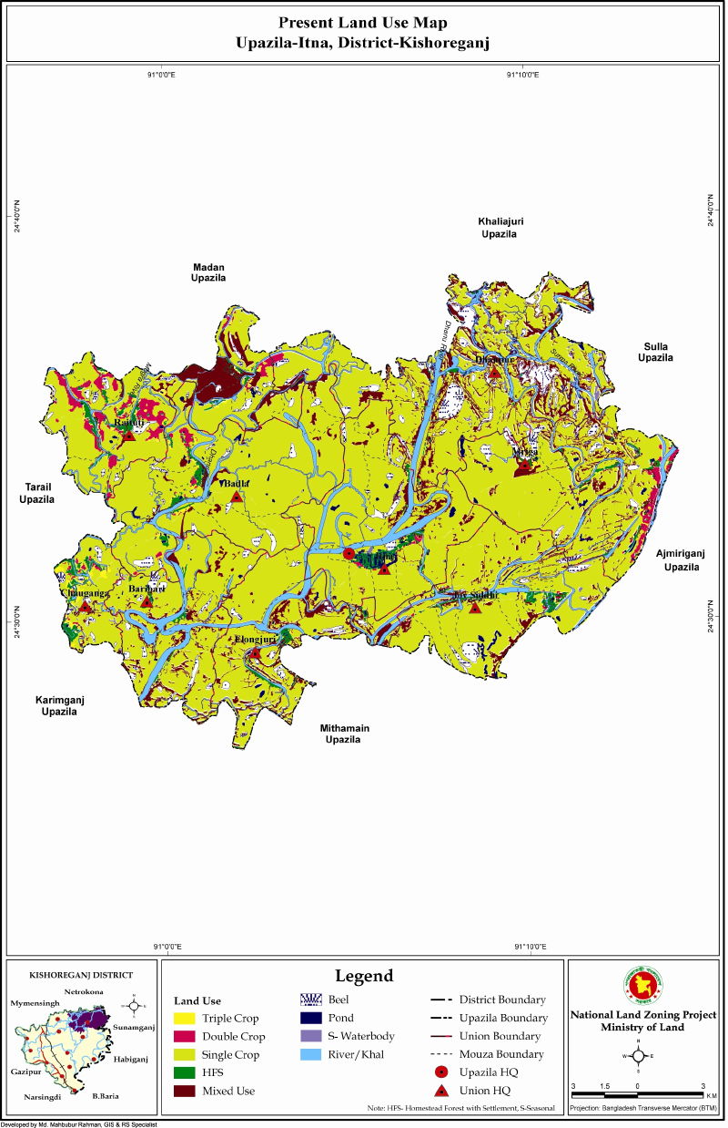 Mouza & Land Use Maps of Itna Upazila, Kishoreganj, Bangladesh ...