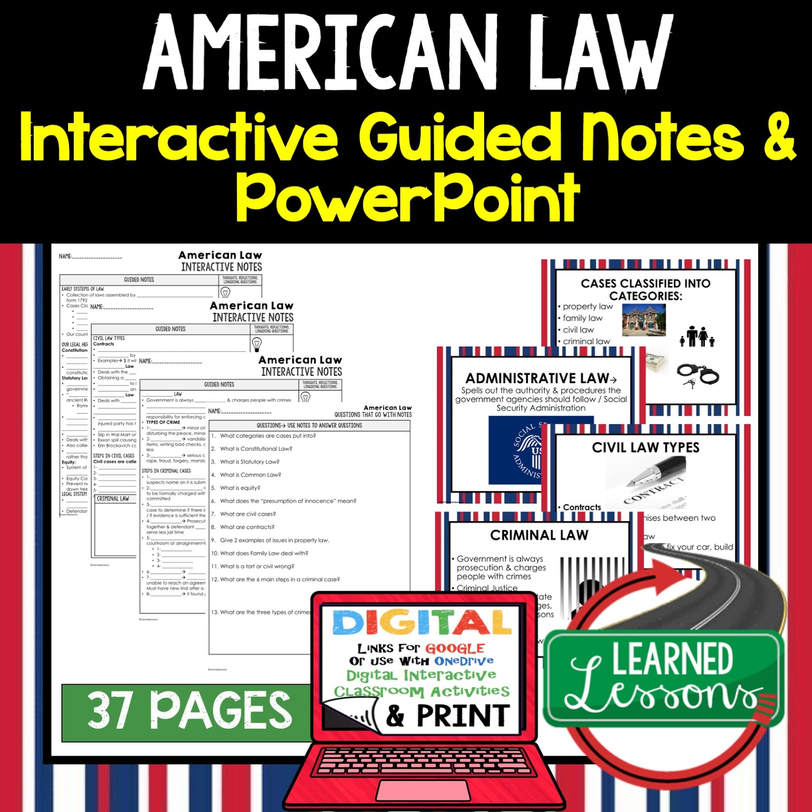 CIVICS Guided Notes and PowerPoints BUNDLE, Print and Digital Graphic ...