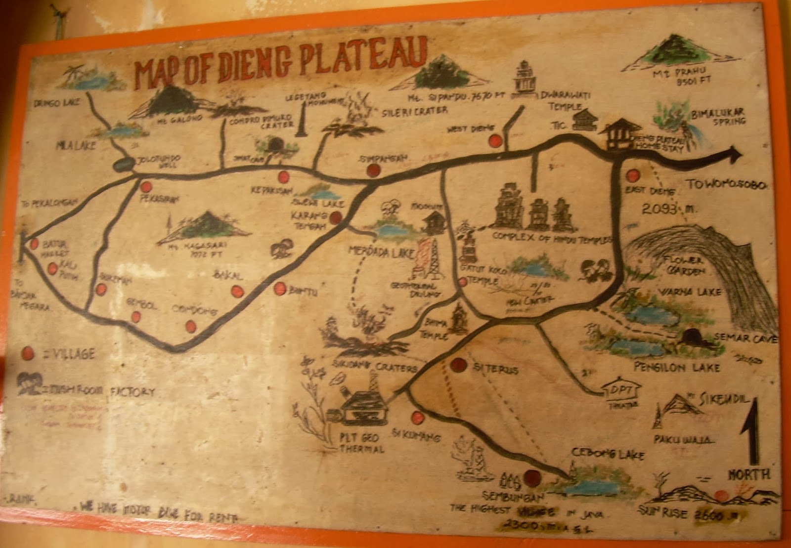 pendakian gunung perau/pemandu mendaki gunung perau: PETA WISATA DIENG