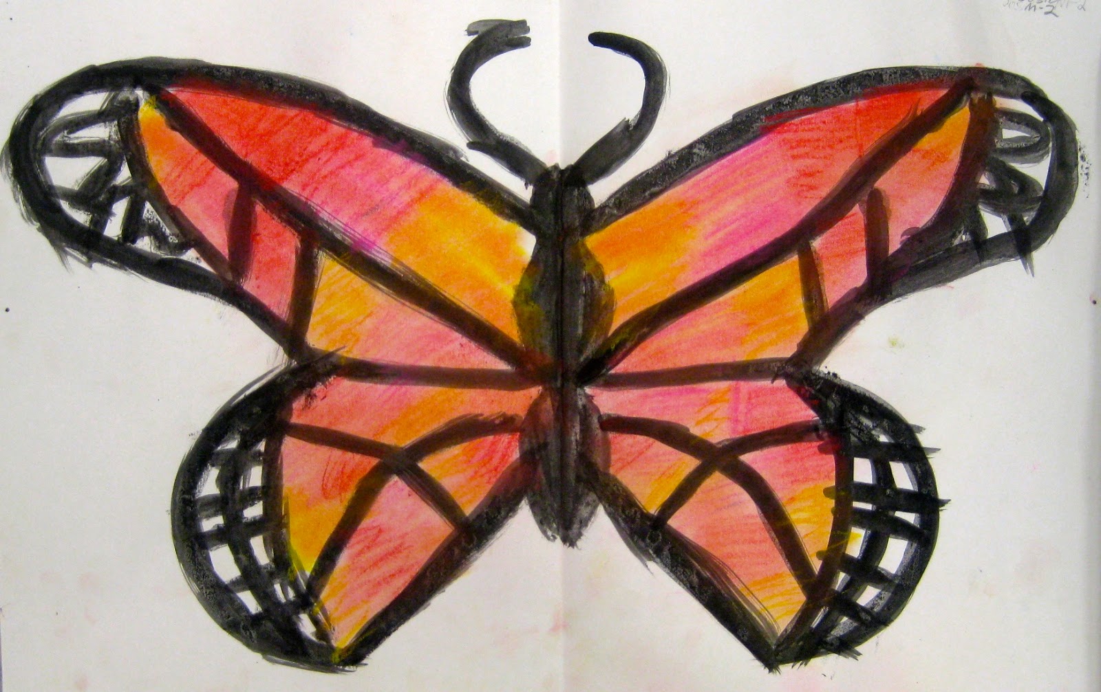 Cassie Stephens: In the Art Room: 2nd Grade Printed and Chalked Butterflies