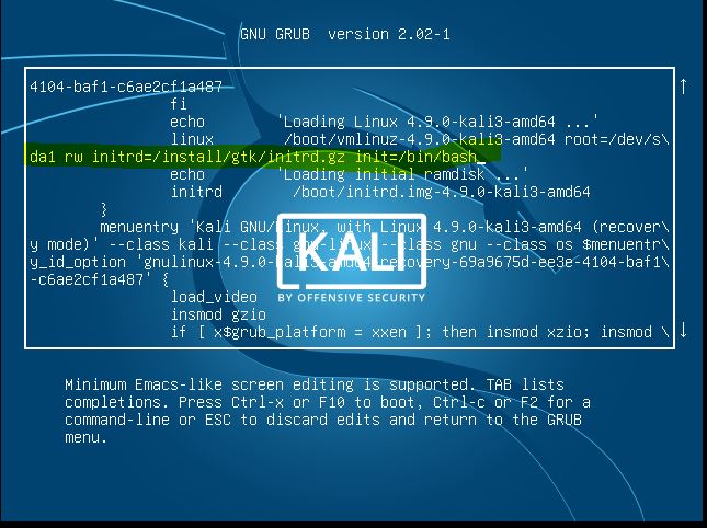 How To reset The kali Linux Password: