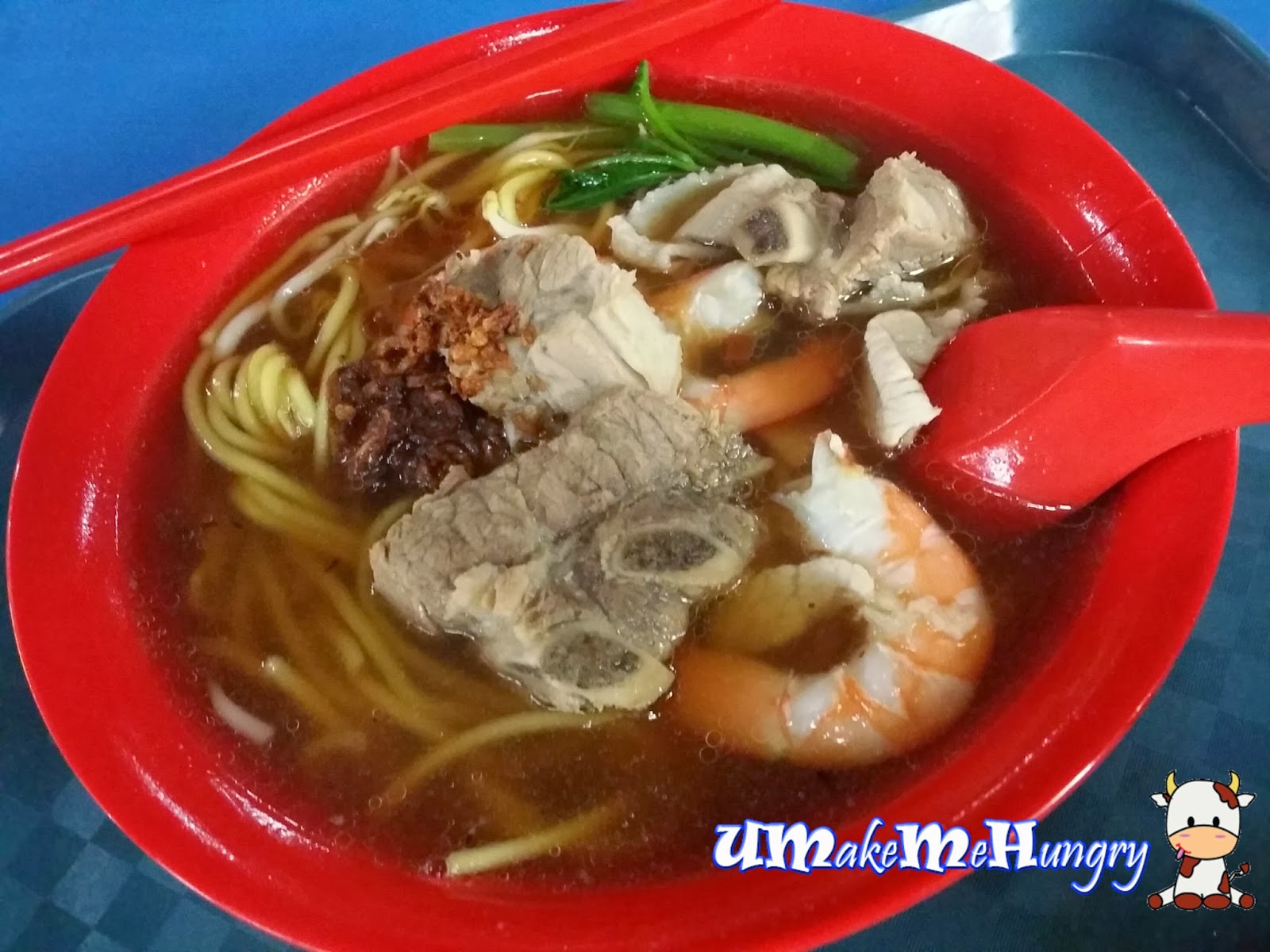 Pork Ribs and prawns noodle soup - $5.50