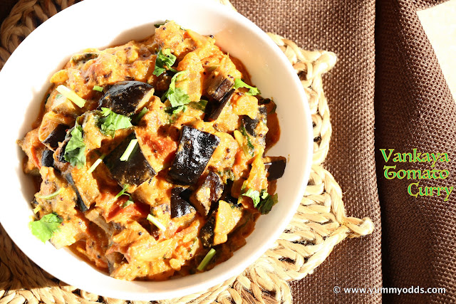Yum! Yum! Yum!: Vankaya Tomato Curry with Peanut and Sesame Masala