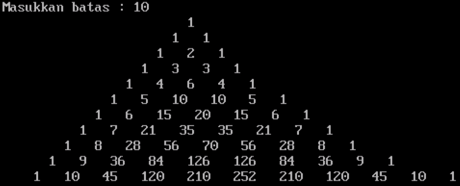 Dasar Pemrograman Komputer: Program Segitiga Pascal dalam C++