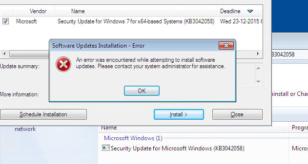 SCCM Failed to initiate installation of updates, error = 0x80040271