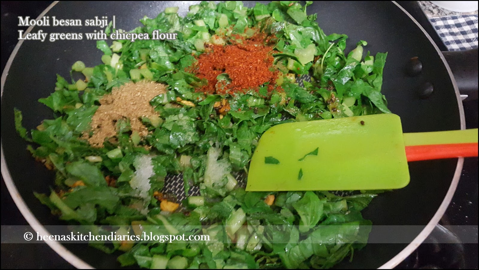 Heena's Kitchen Diaries: Leafy Greens with Chickpea Flour | Mooli Besan ...