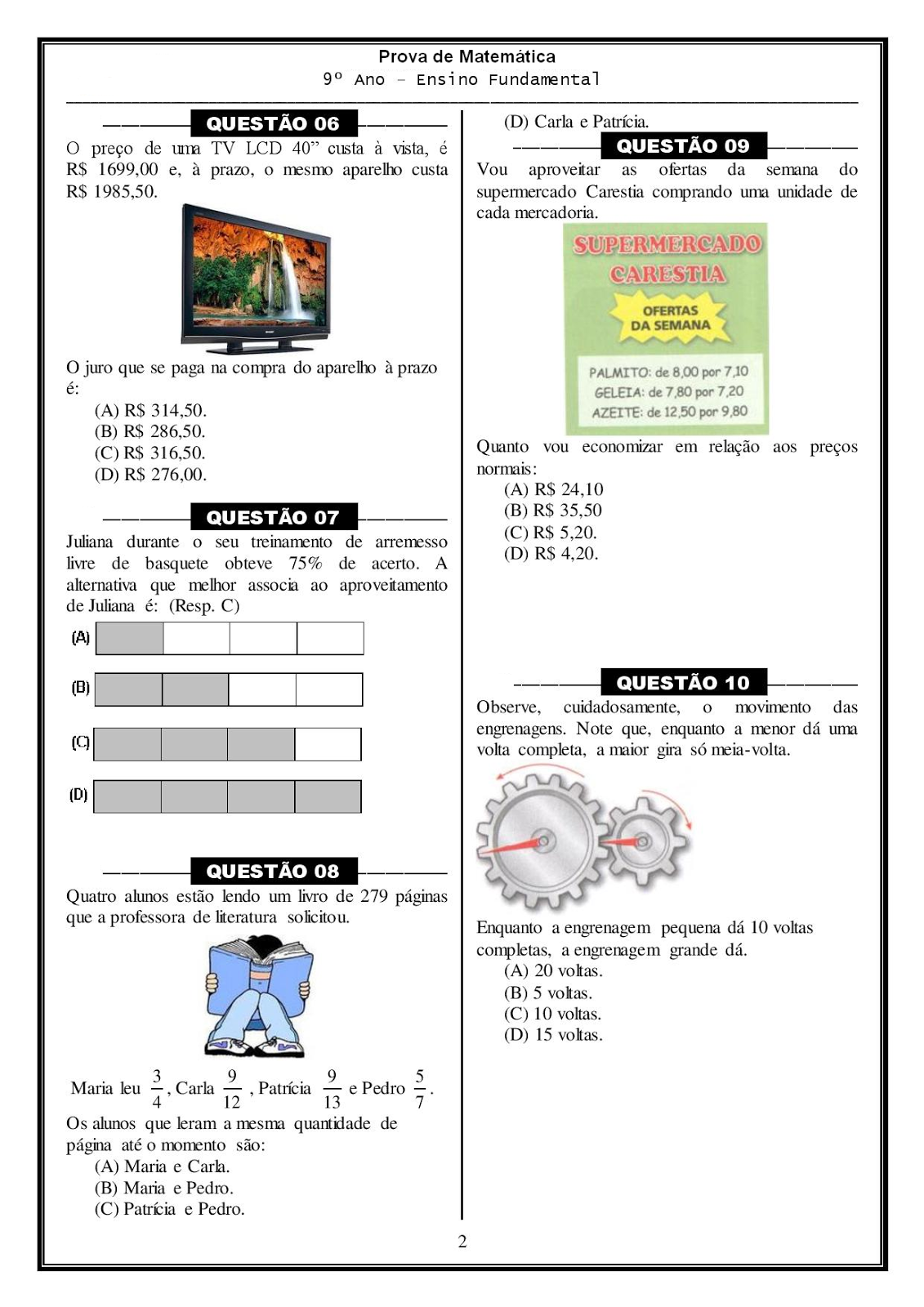 Exercícios De Matemática 9 Ano Com Respostas - FDPLEARN