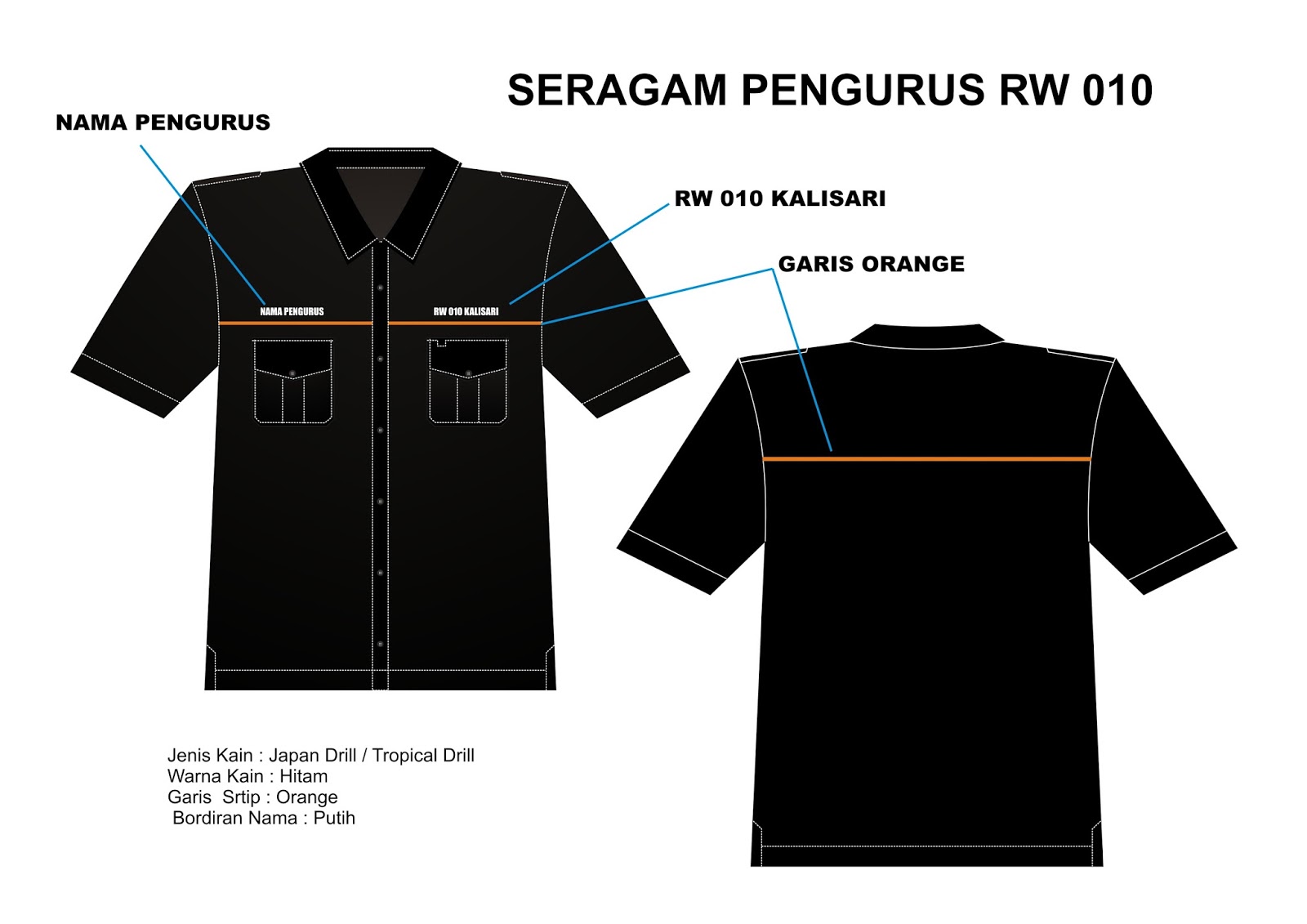 RUKUN WARGA 010 KELURAHAN KALISARI: SERAGAM PENGURUS RW 010 DAN KETUA RT