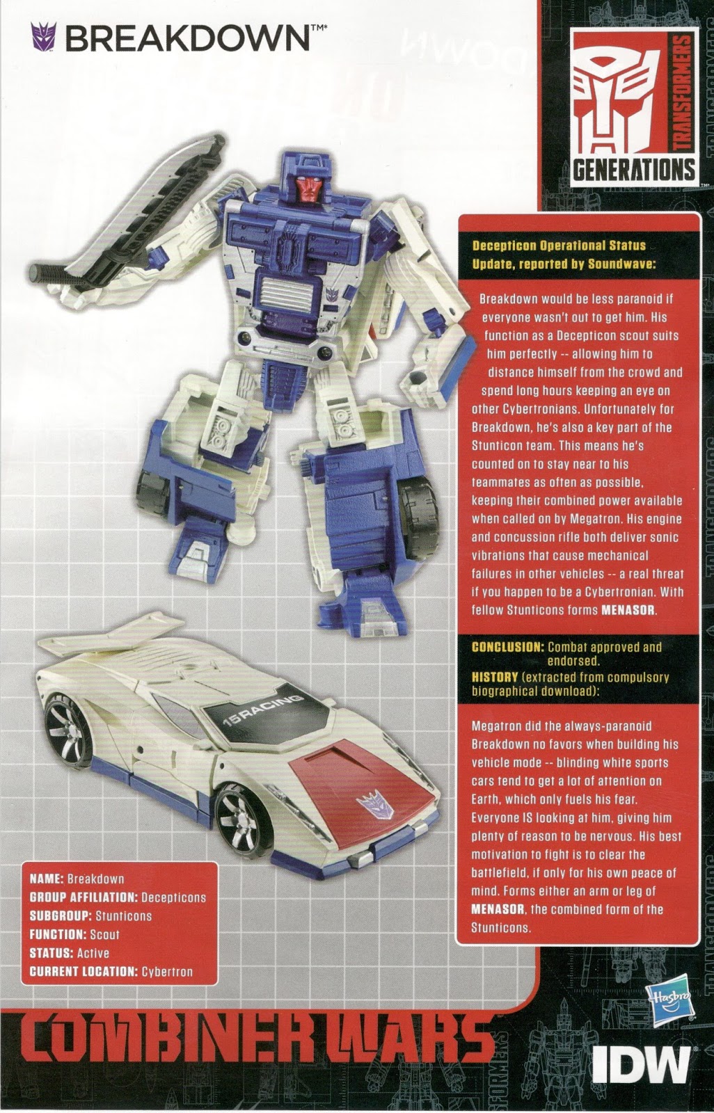 Transformers Bio Card Database: IDW Combiner Wars Bios