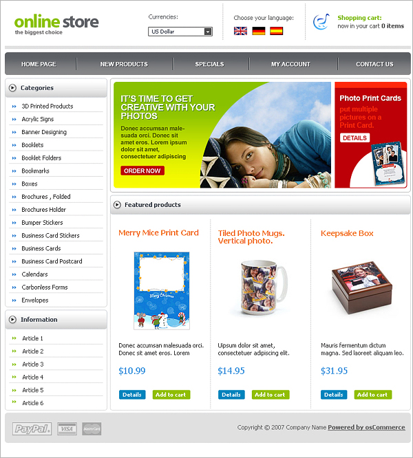 Eagle X Webs: 7 free online stores templates