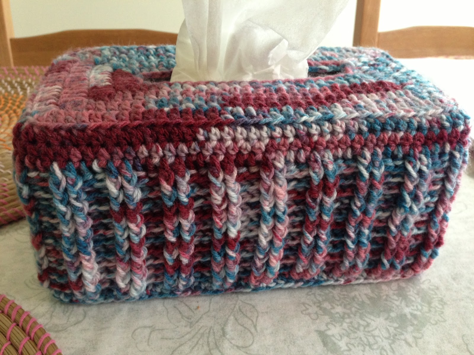 MonikaRose Crochets...Knits....& Stamps: Another Tissue Box...Love Textures