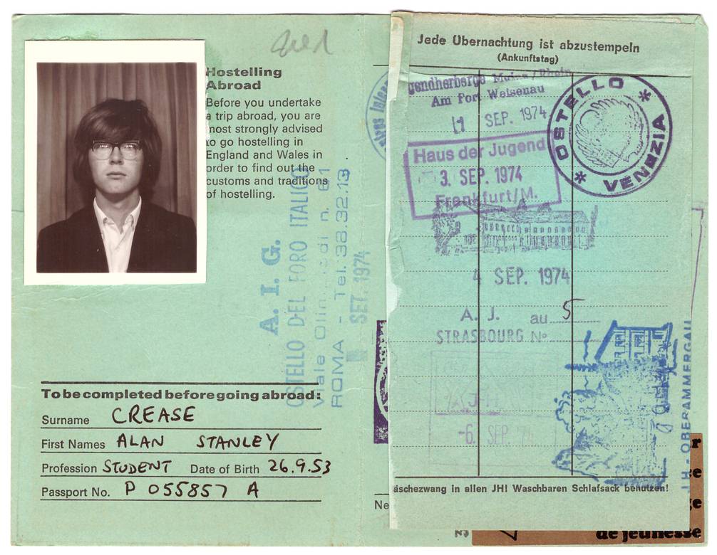 Interrail 1974: Alan's YHA Card