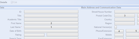Using tab order definition - Acorel