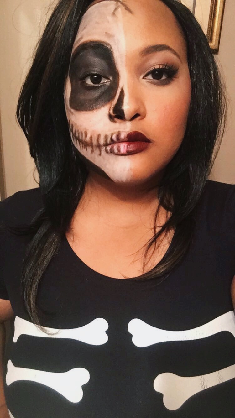 Easy Half Skeleton Makeup
