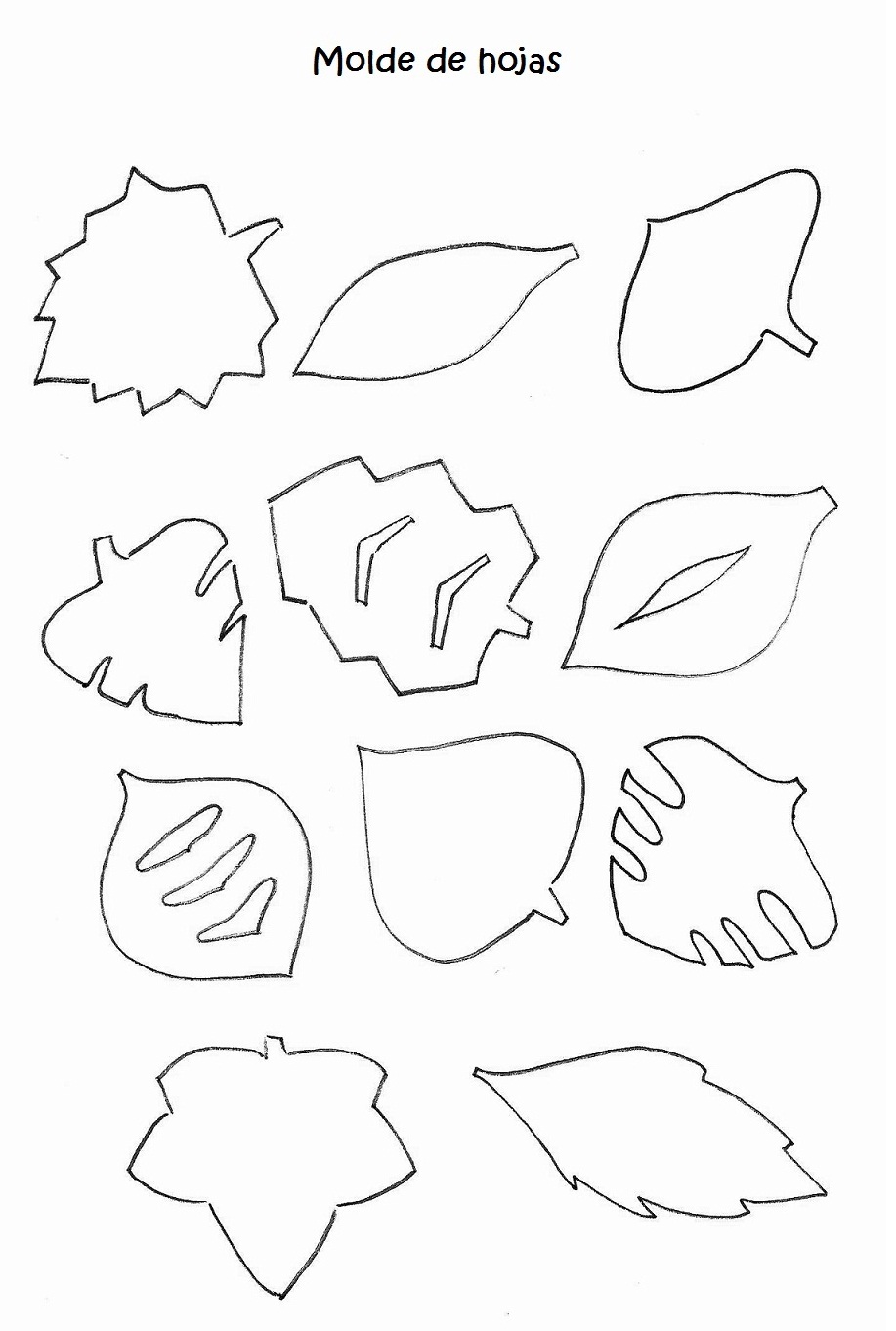 Moldes para hacer hojas - Imagui