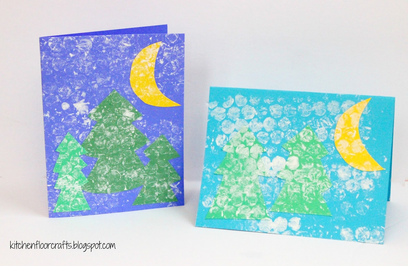 Kitchen Floor Crafts: Bubble Wrap Snow Printing