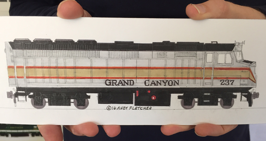 Andy Fletcher Blog-: Drawing of the Day- Grand Canyon Railway F40PH #237