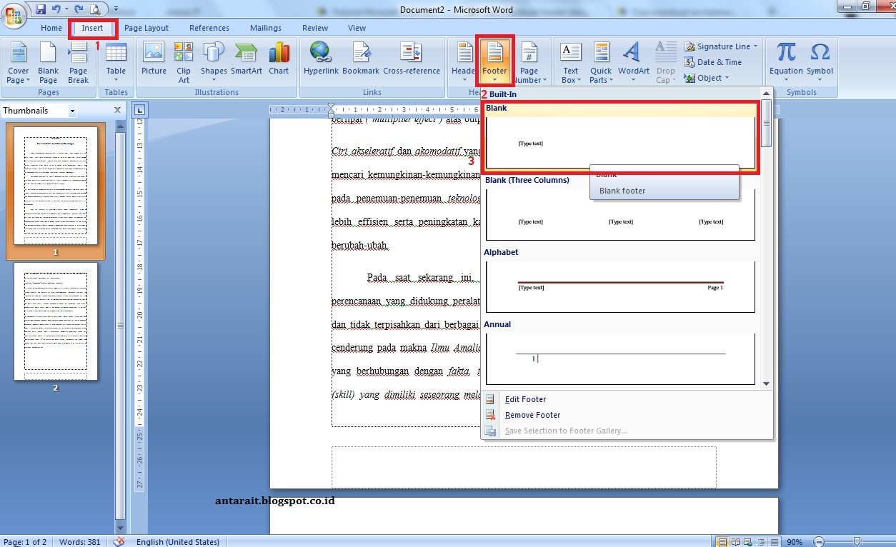 Cara Membuat Header dan Footer di Microsoft Word 2007 - Antara IT
