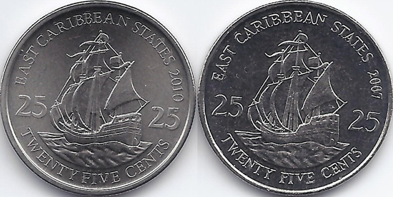 World Coin News: East Caribbean States - 25 cents 2010