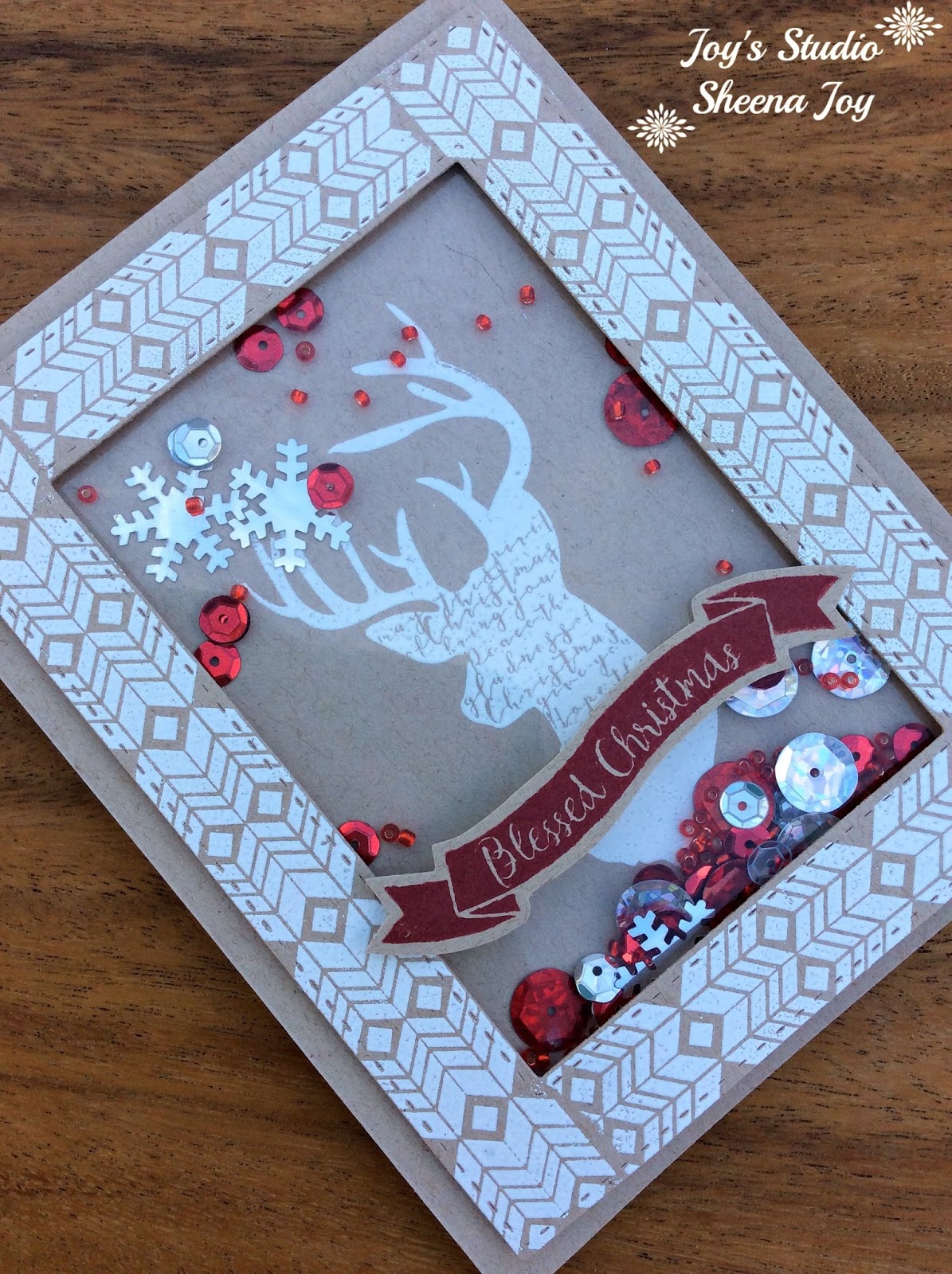 Joy's Studio: Blessed Christmas Shaker Card