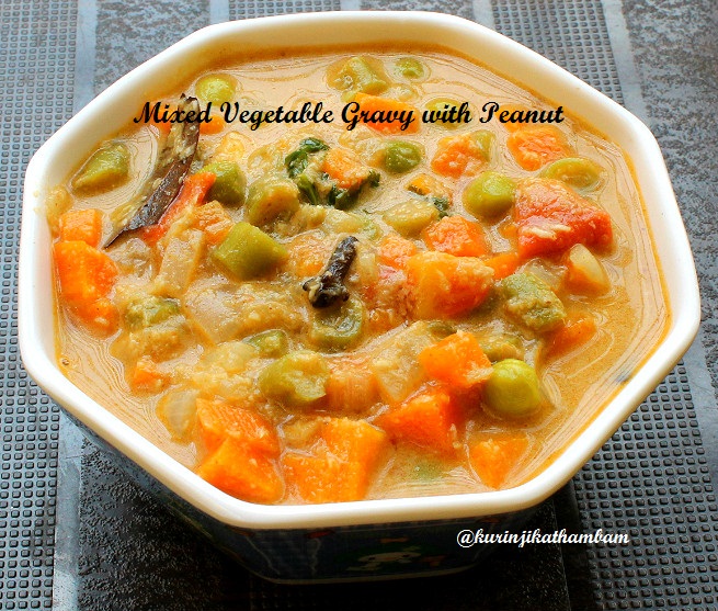 Vegetable Gravy/Kuruma with Peanut ~ Kurinji Kathambam