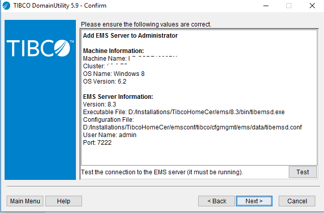 TibcoTrainingBus: Add EMS server to TIBCO Admin Domain