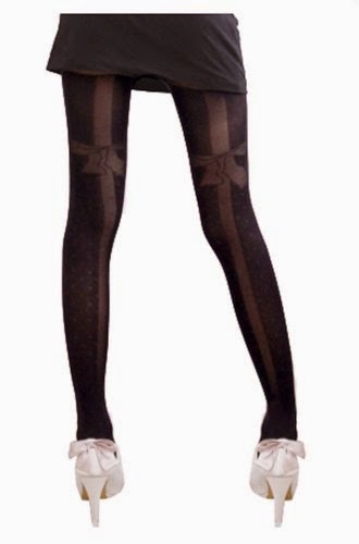 Black Opaque Bow Tights - Fashion Hosiery 101