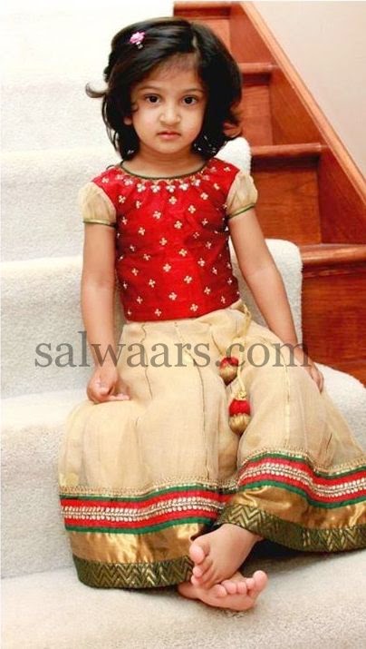 Small Baby Cream Net Tissue Skirt - Indian Dresses
